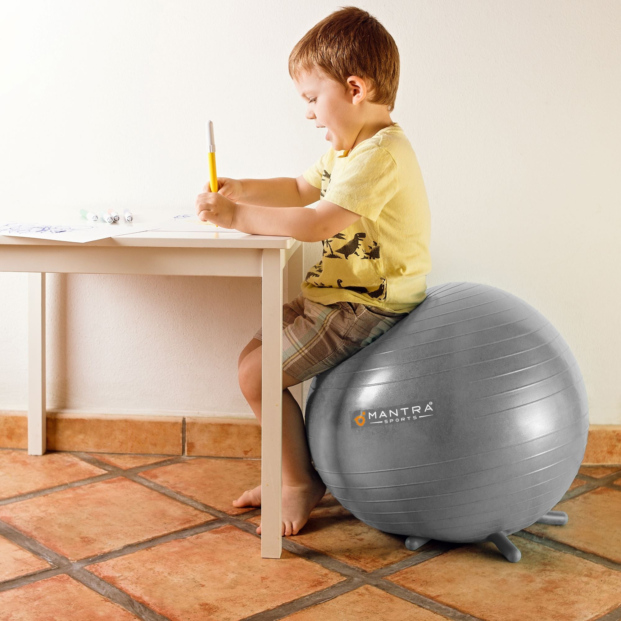 Yoga Ball & Chair for Kids. Includes Fidget Bands & Fitness Games Post ...